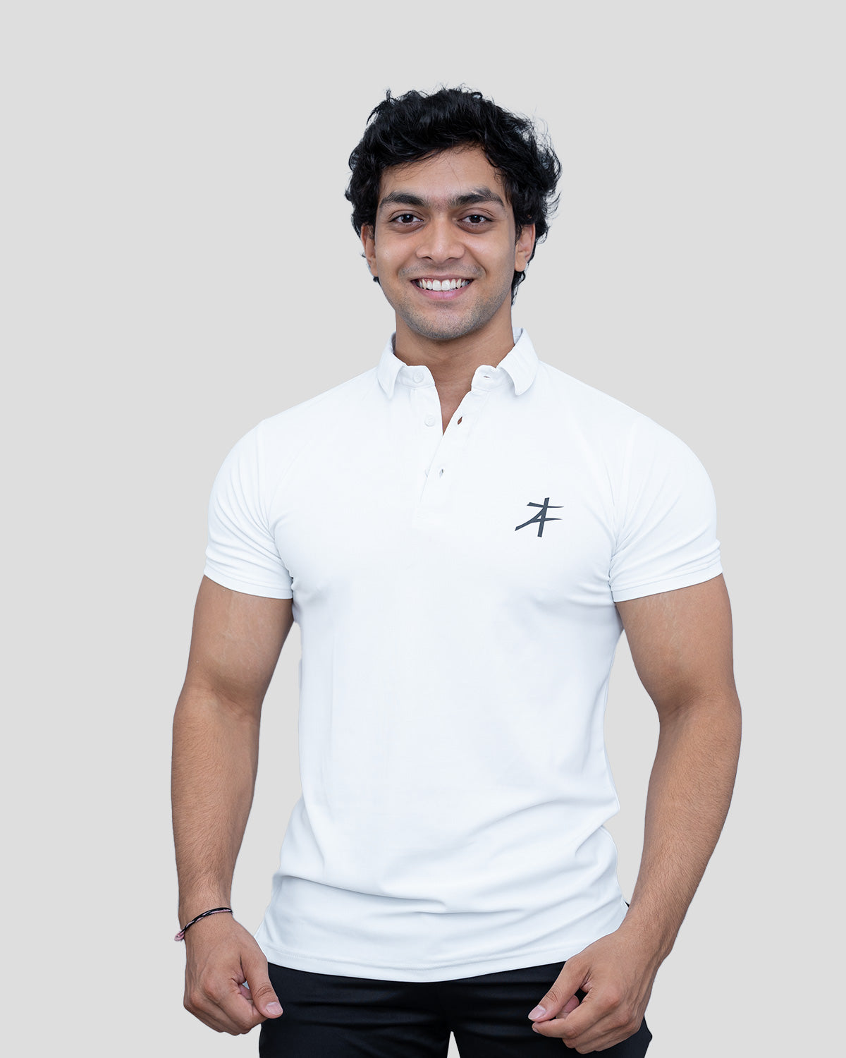 Athflex Pique Polo T-Shirt | Marble White | Gym Wear Online