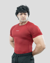 Maroon Ace Compression T-Shirt For Men - Half Sleeve – Athflex
